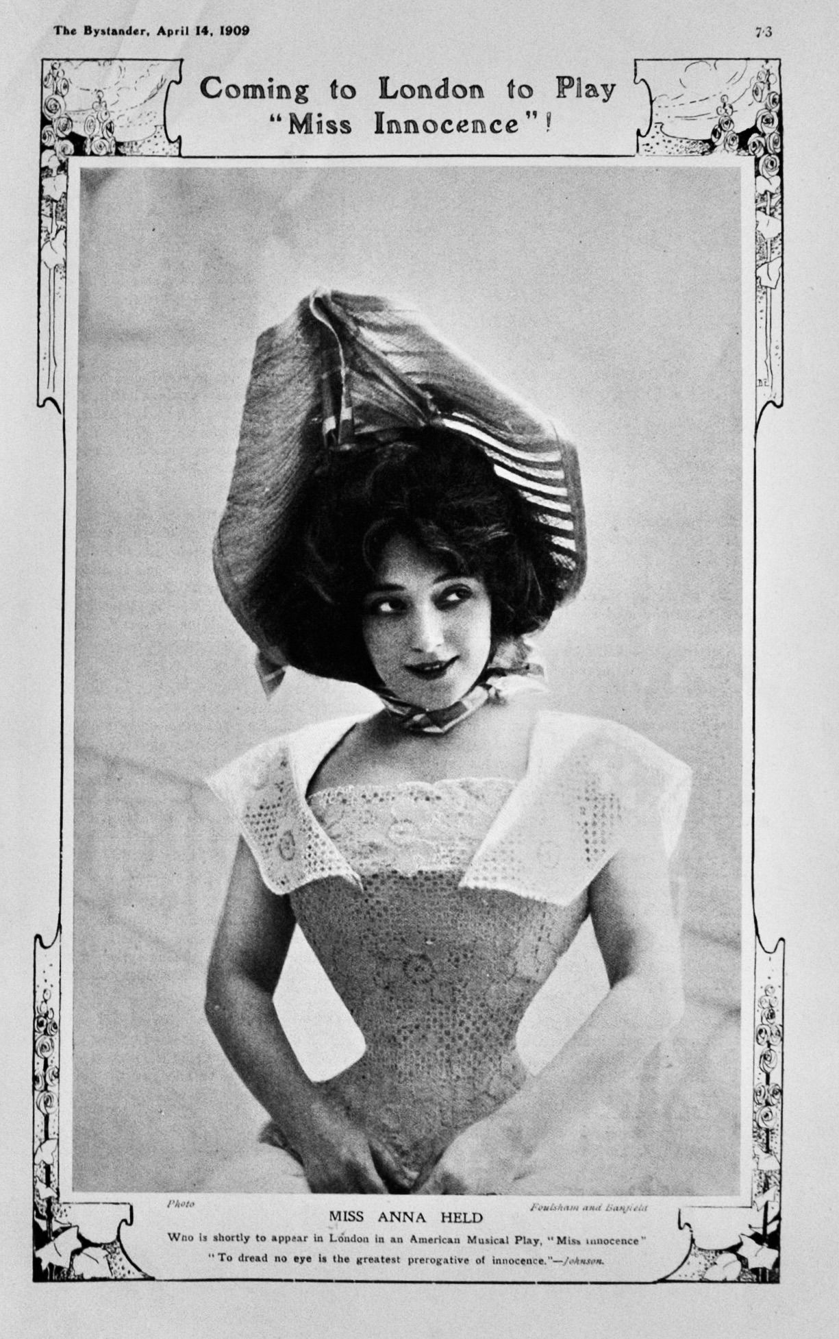 Miss Anna Held. (Actress) 1909.