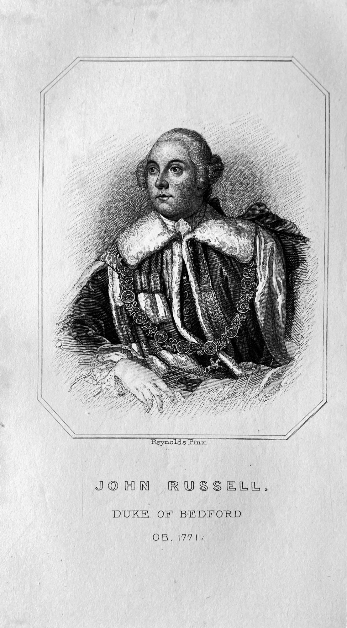 John Russell, Fourth Duke of Bedford. OB : 1771.