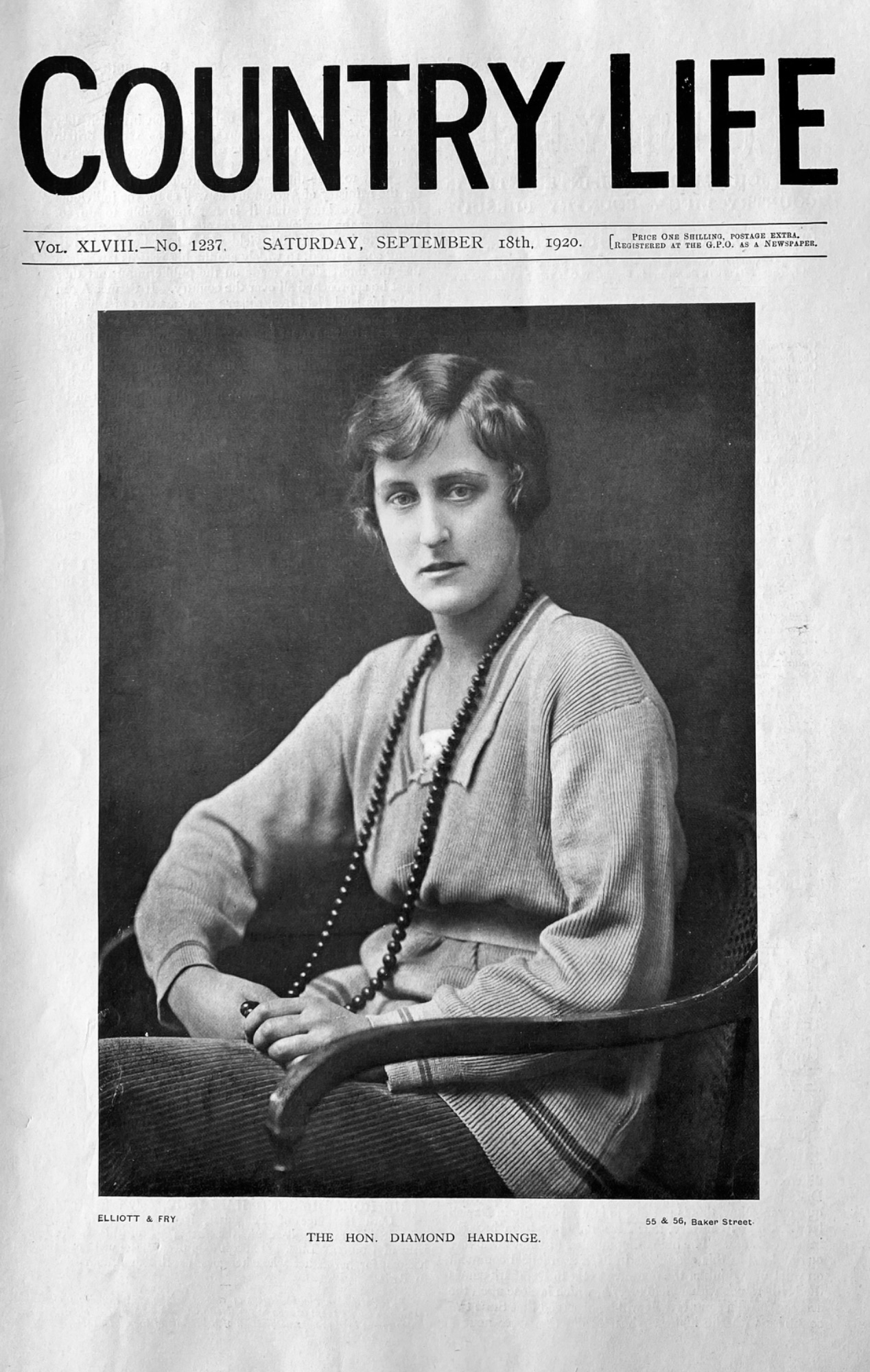 The Hon. Diamond Hardinge. 1920.