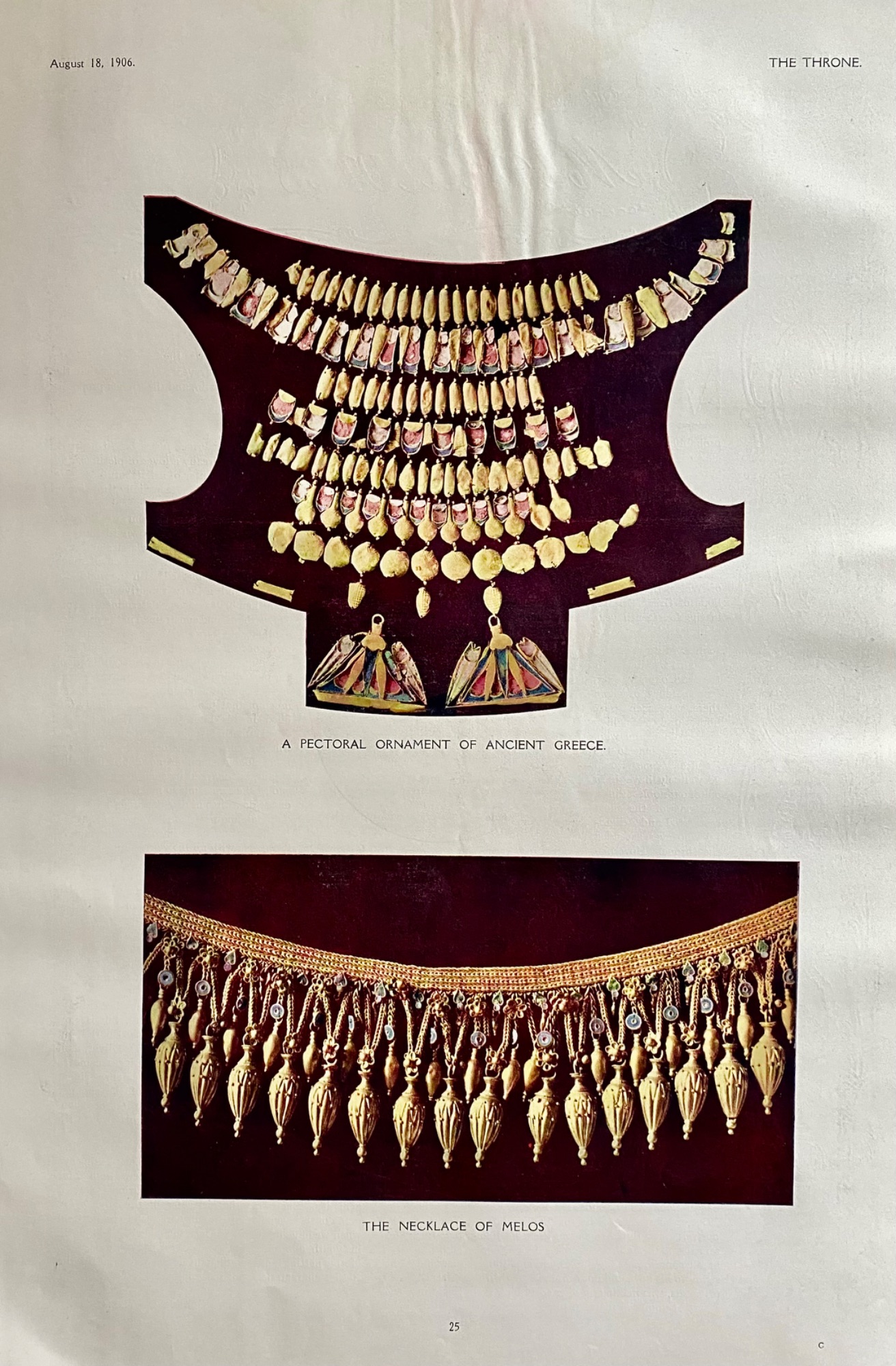A Pectoral Ornament of Ancient Greece. & The Necklace of Melos. 1906.