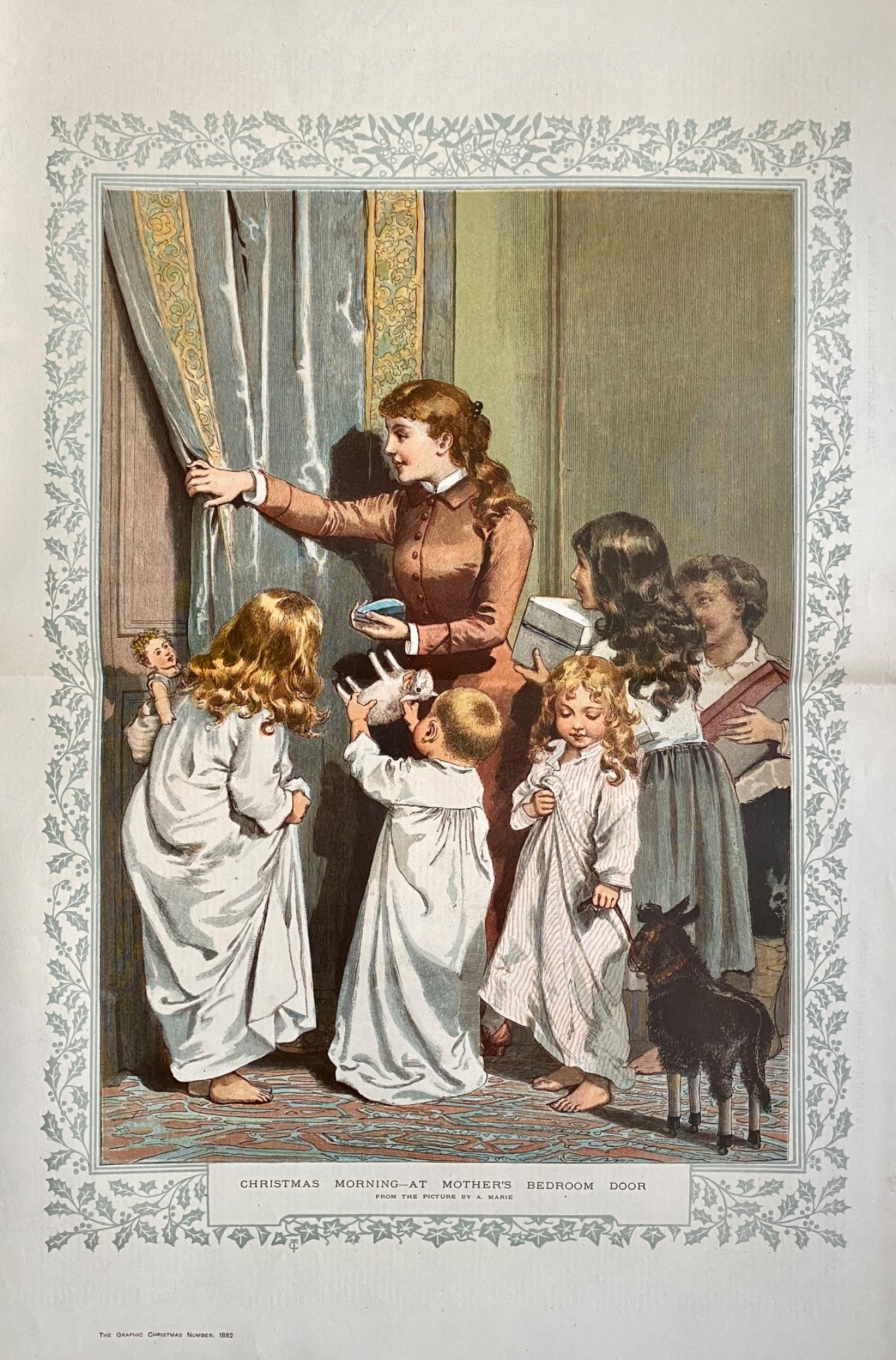 Christmas Morning - At Mother's Bedroom Door. 1882.