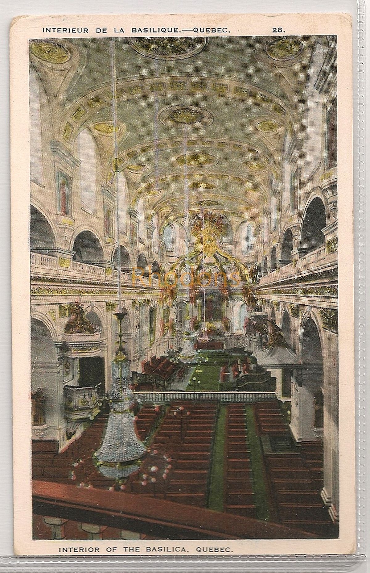 The Basilica, Quebec - Early 1900s Interior View Postcard
