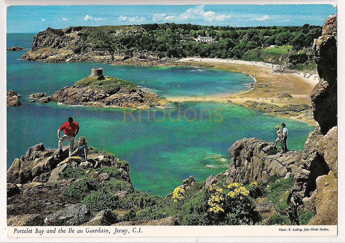 Bouley Bay, Jersey, C.I. 1960s Beach View Colour Photo Postcard