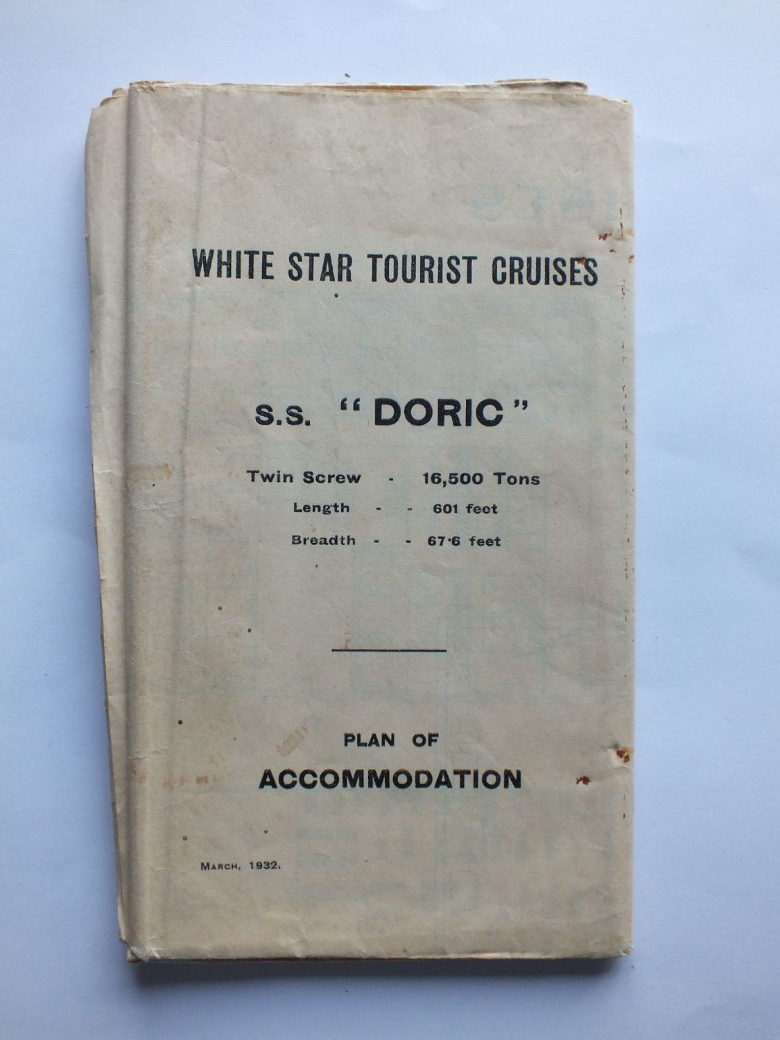 White Star Line - S S Doric - Accomodation Plan - March 1932 | Rhodons ...