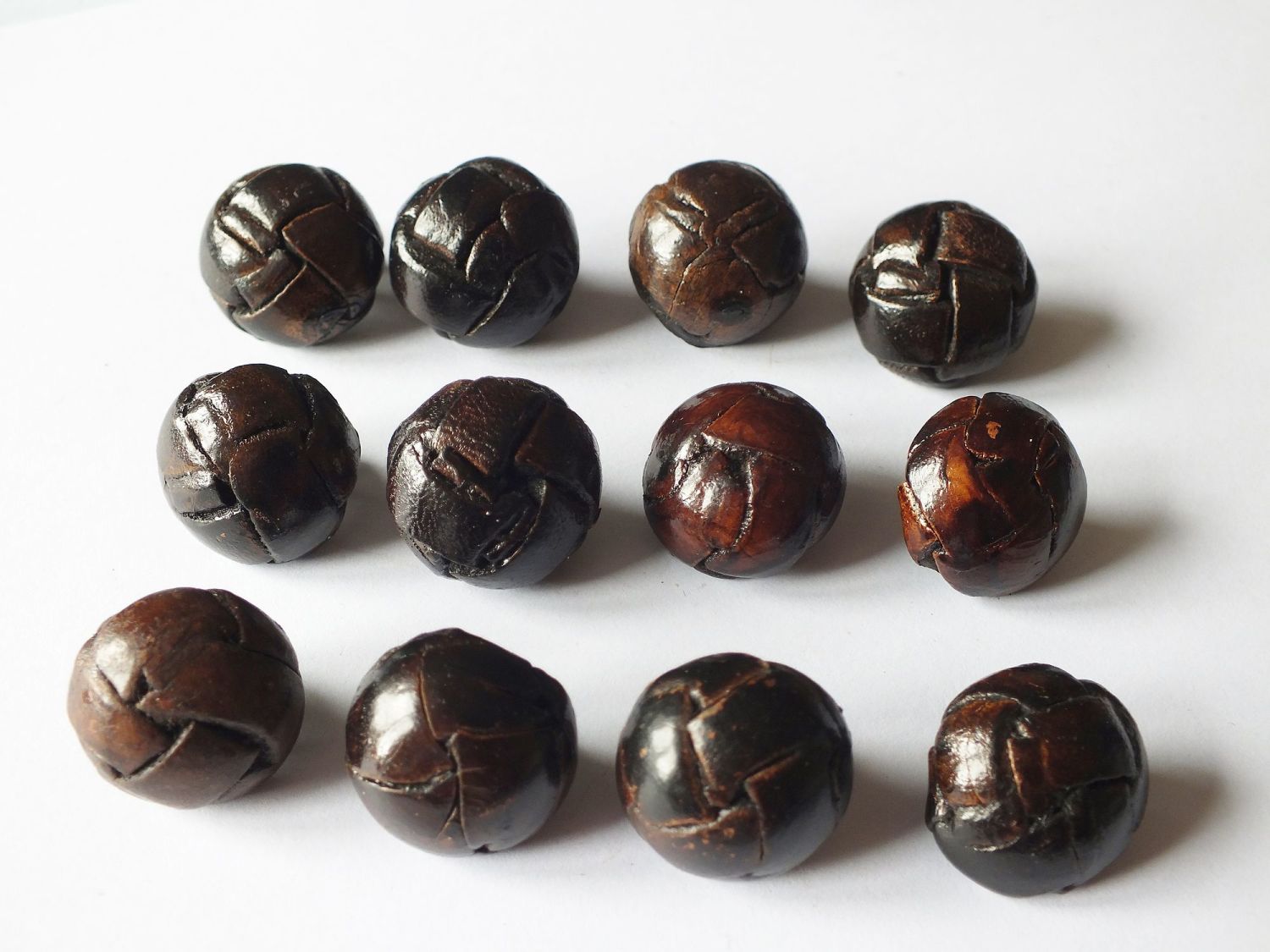 Vintage Woven Leather Jacket Buttons x3 - Football Style - 20mm ...