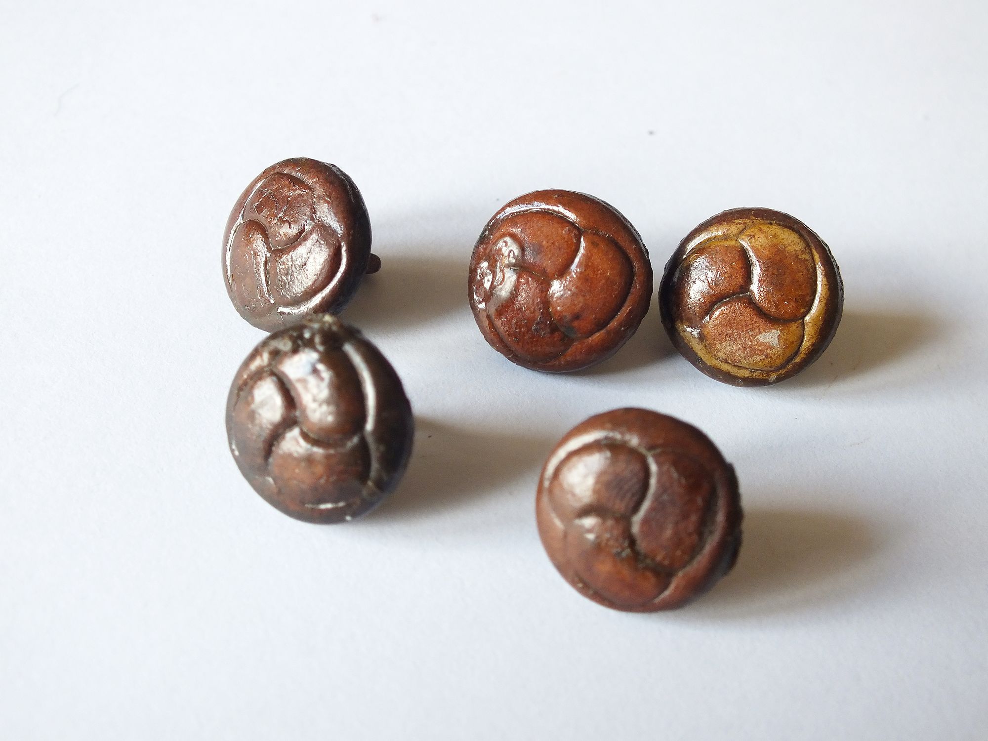 Antique Leather Covered Buttons-Set of 6-WWI Era Military Coat Buttons ...