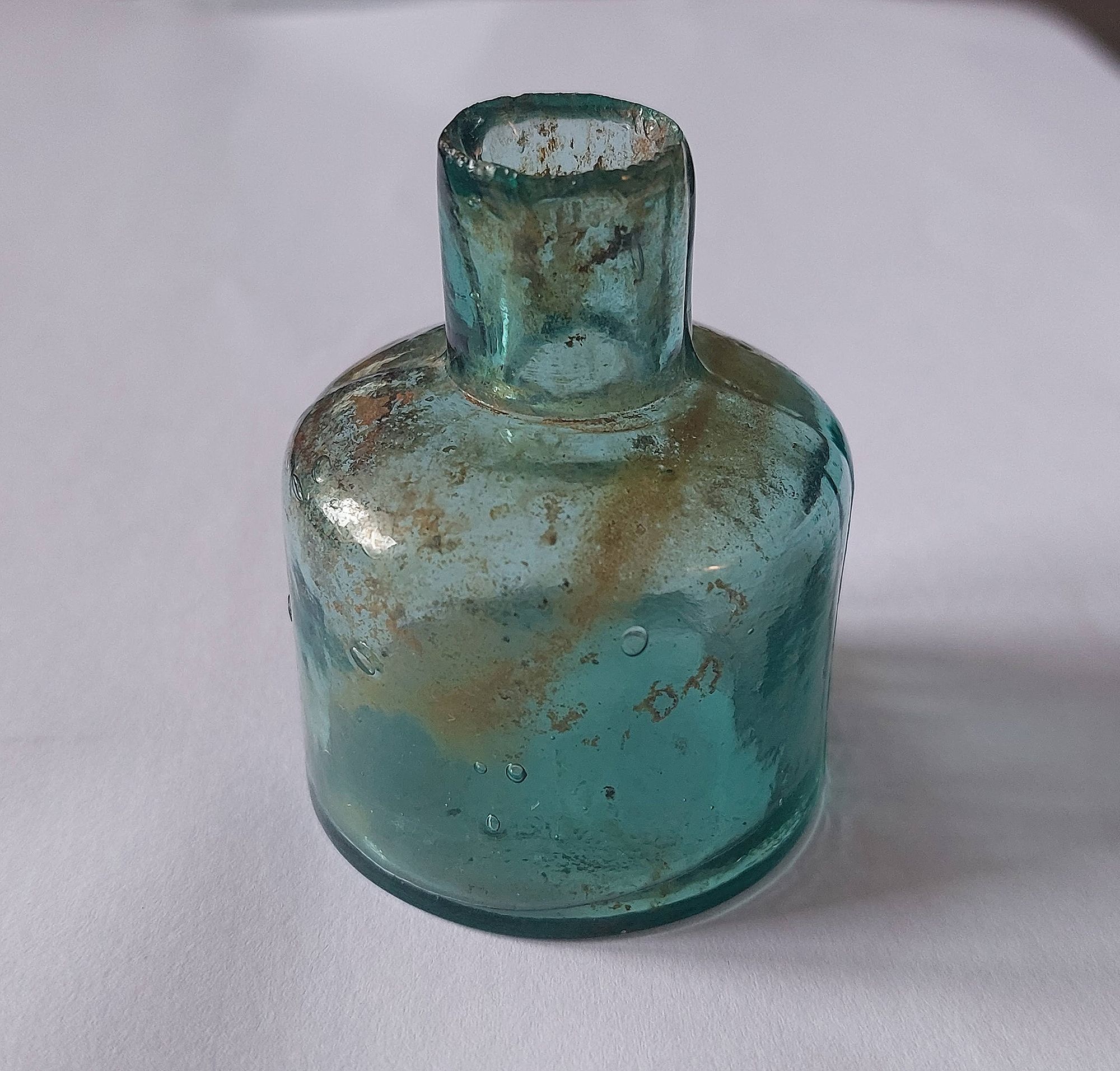 Victorian Ink Bottle-Green Glass-Rectangular-Shear Top | Antique Desk ...
