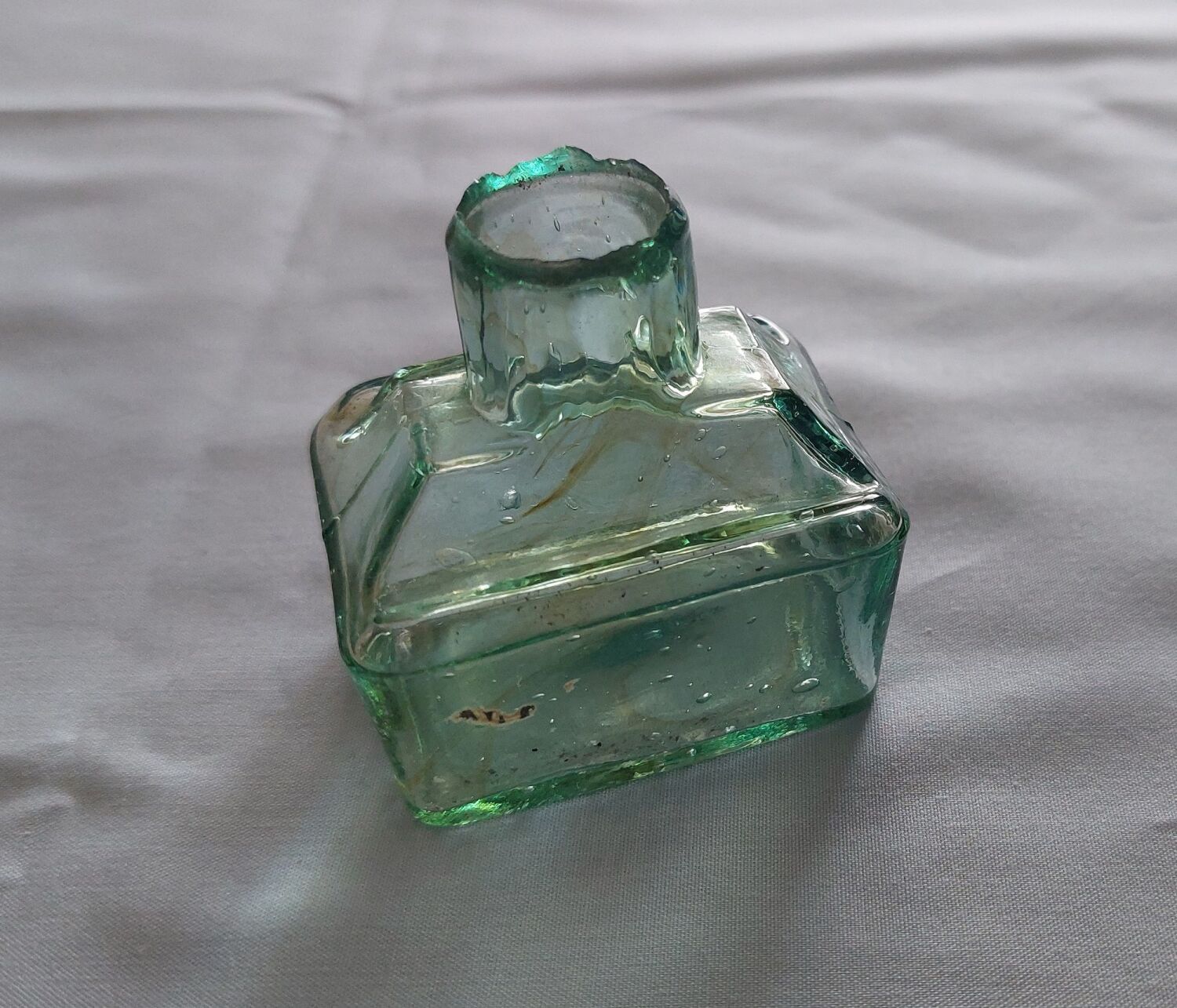 Victorian Ink Bottle-Green Glass-Rectangular-Shear Top | Antique Desk ...