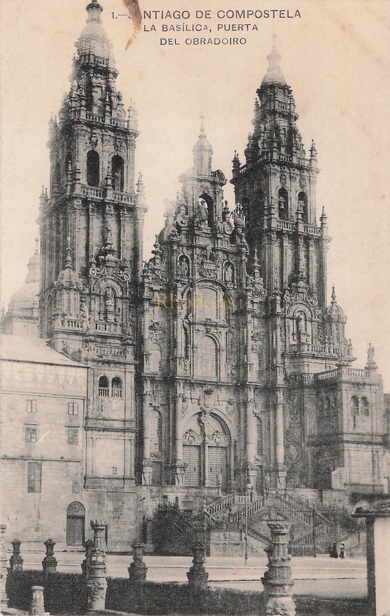 Spain / Spanish Postcard-Santiago De Compostela, Spain-La Basilica, Puerto Del Obradoiro-Early ...