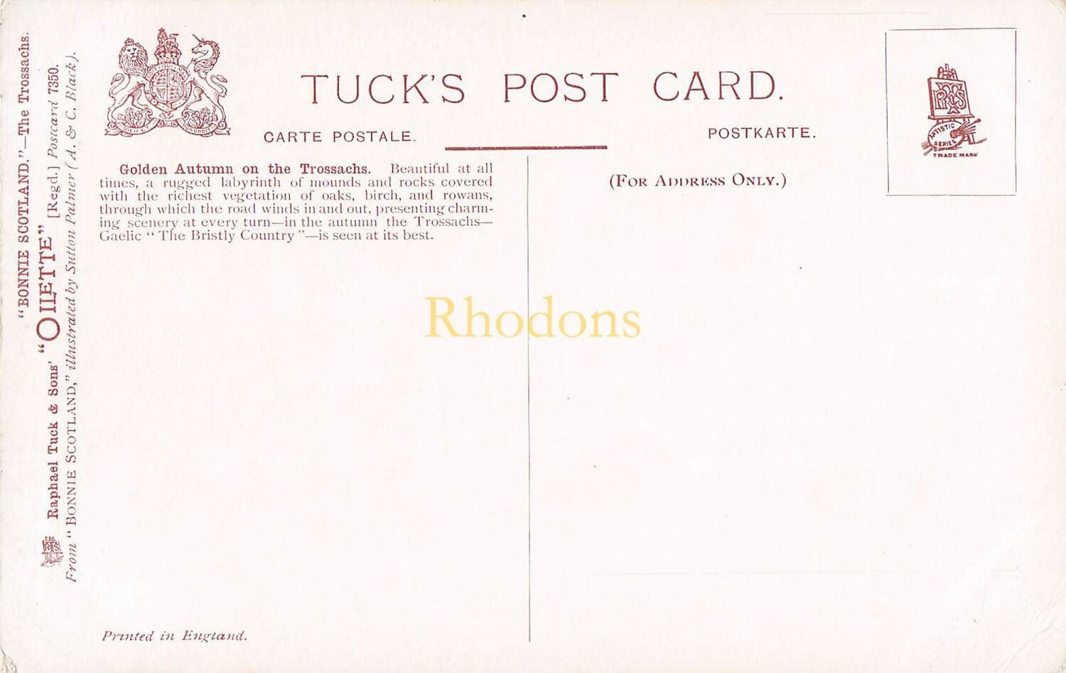 Raphael Tuck & Sons, Tucks Vintage Postcards | Rhodons Postcards Online ...