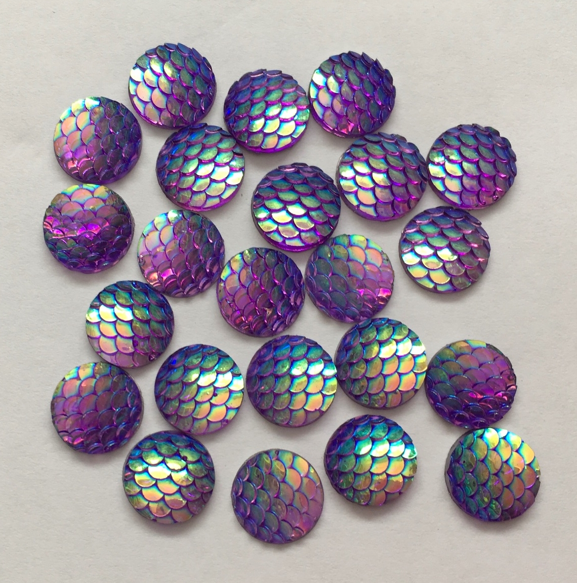 10 Purple Mermaid Scale Flatbacks