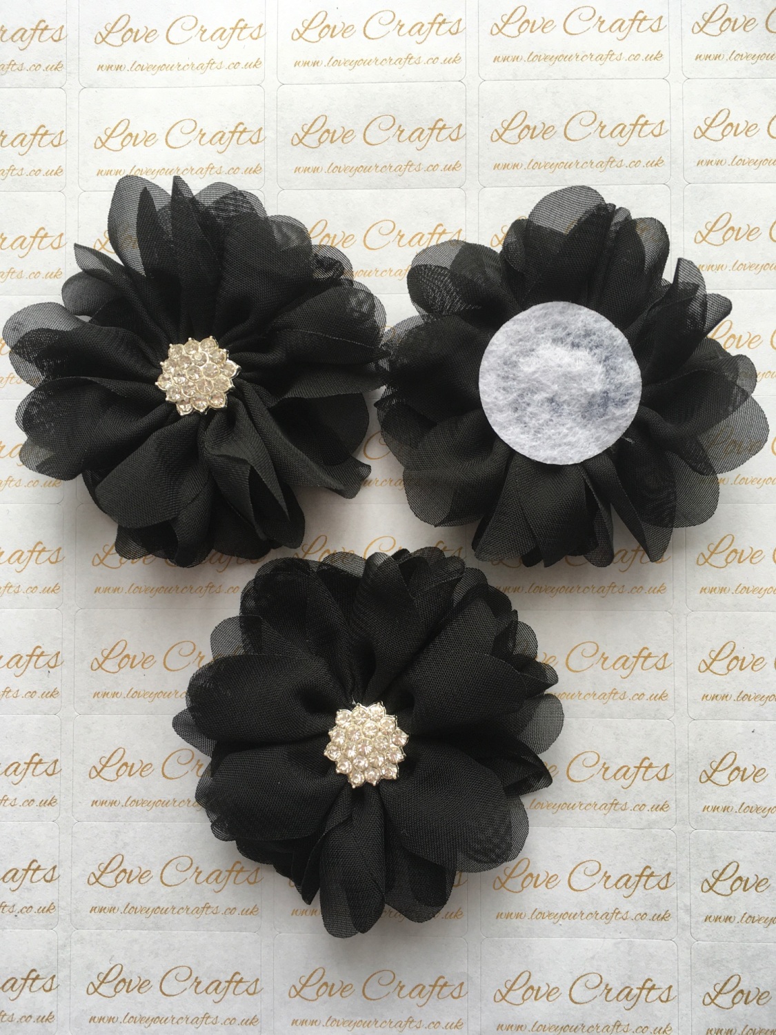 Flower with Bling Centre - Black