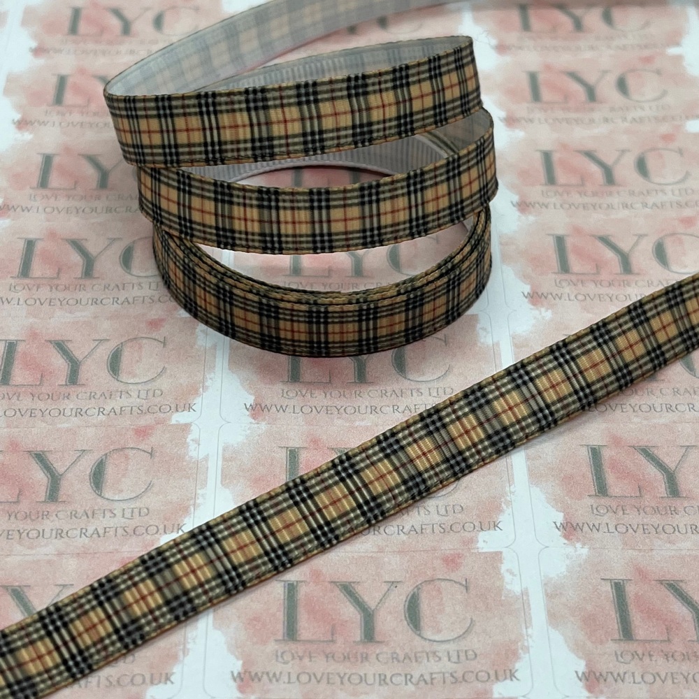 3 metre strip - 3/8" Tartan Grosgrain Ribbon