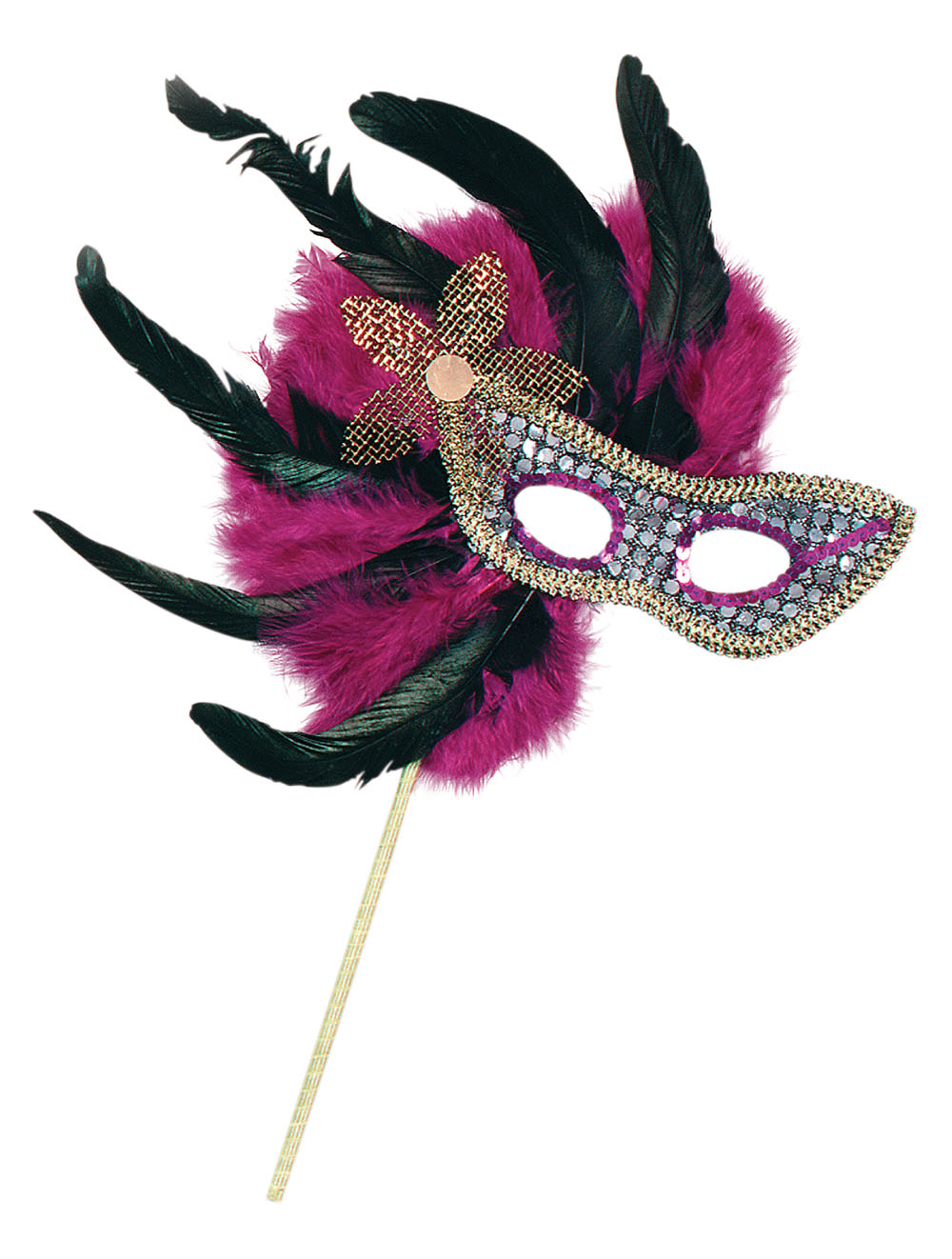 Feather mask with stick
