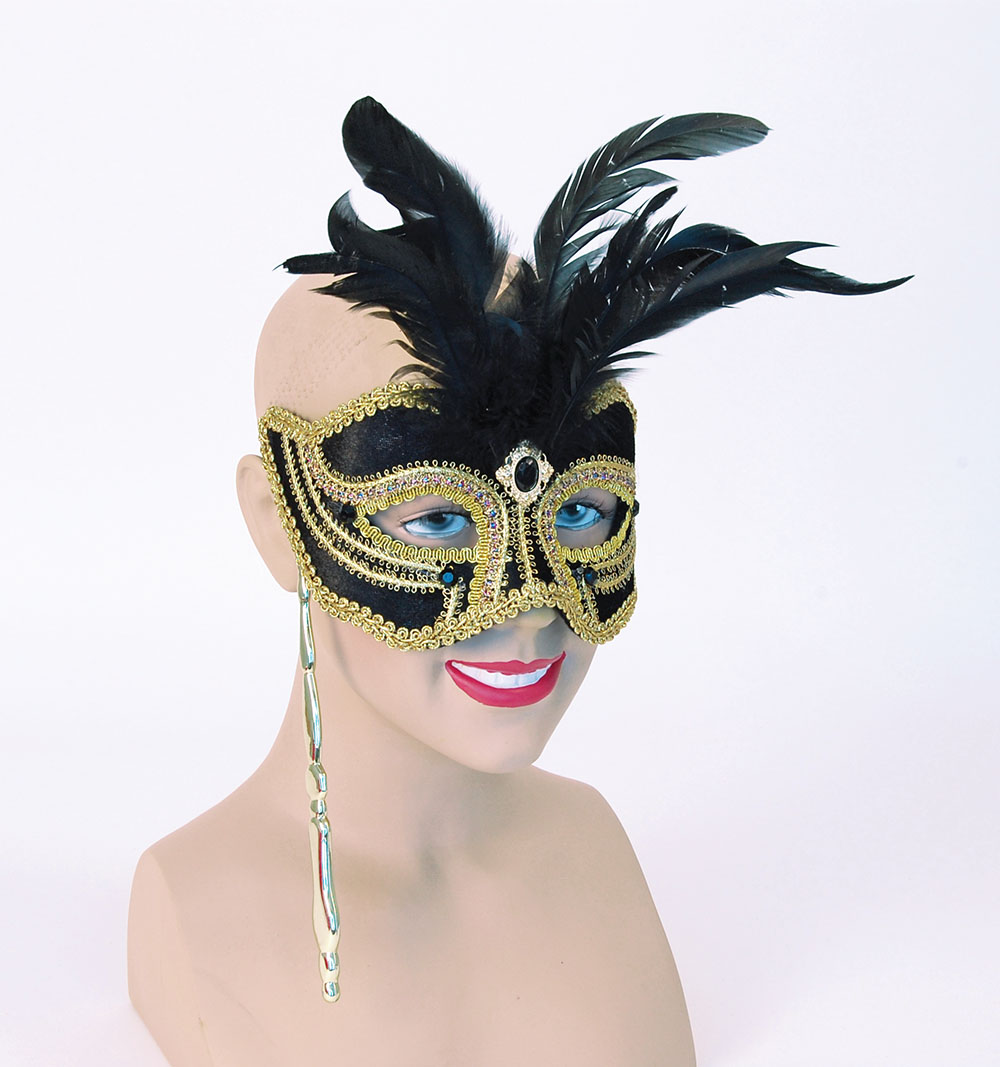 Black mask on stick