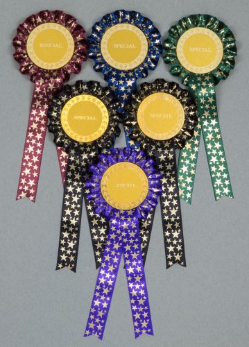 Winter Star Mini Winner/Well-Done Rosettes x 10. Shows, Party Games etc