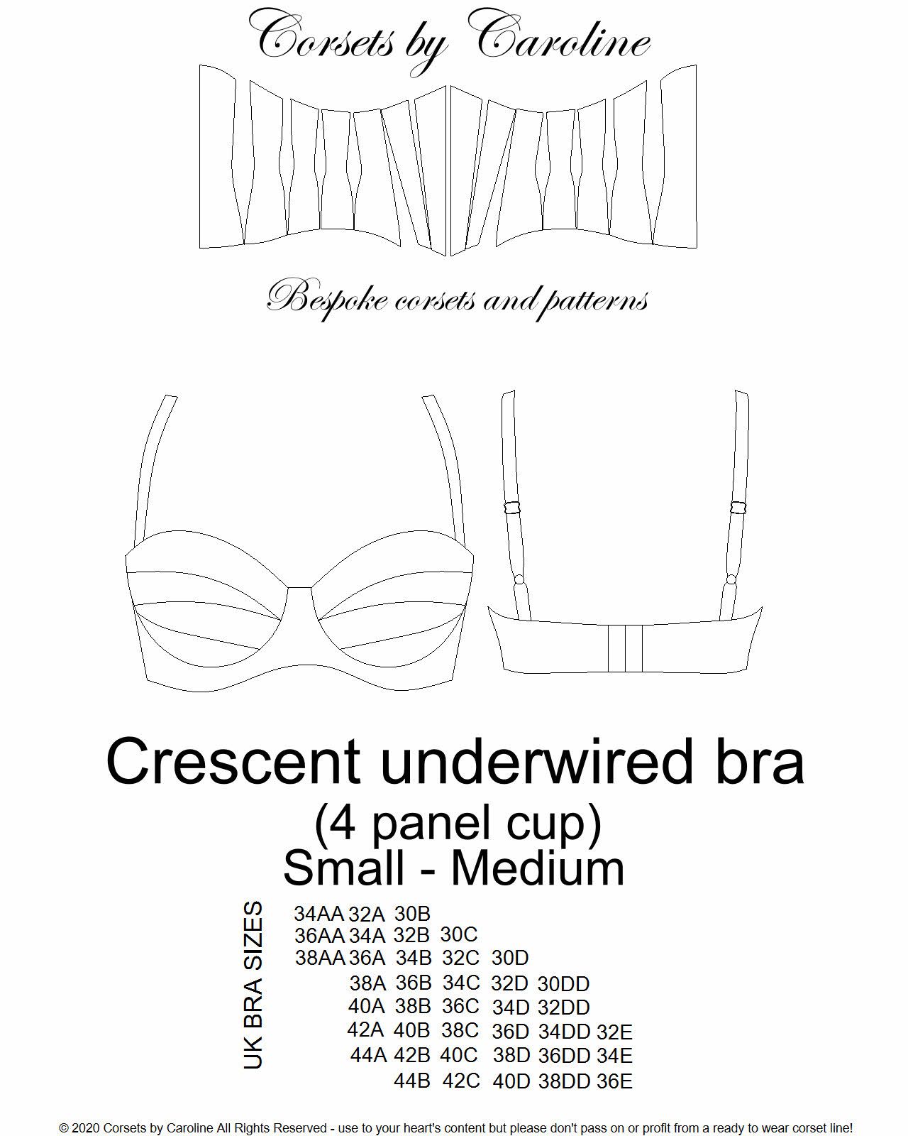 Crescent (4 panelled) bra digital pattern