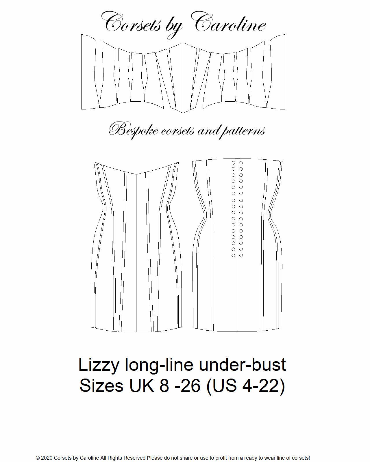 Teens-era long-line under-bust corset (Lizzy) redrawn for 2020 ...