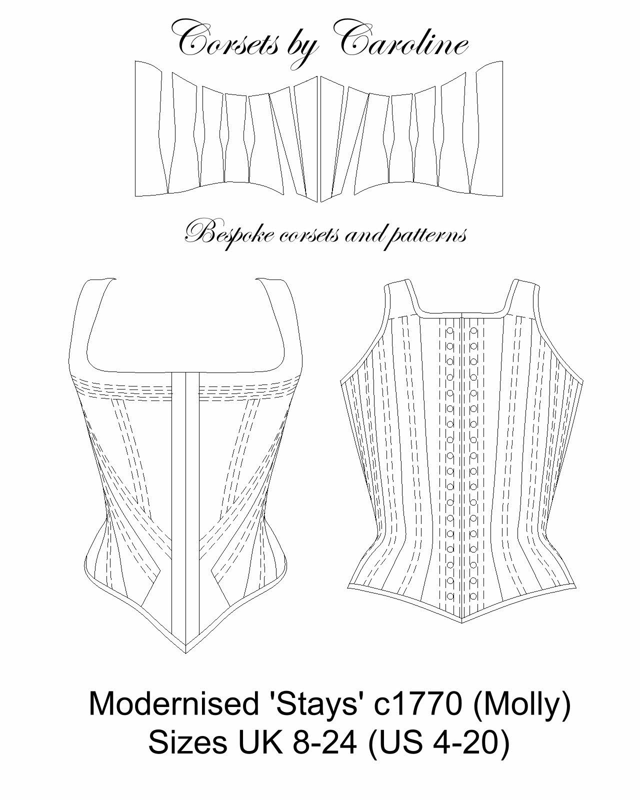 Modernised Rococo Stays digital pattern (Molly)