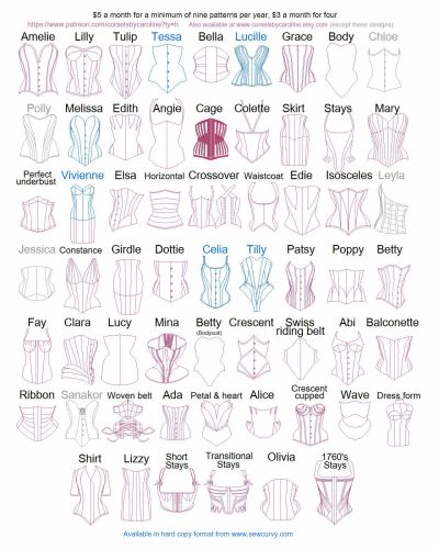 Corset patterns and one-off bespoke corsets from Corsets by Caroline
