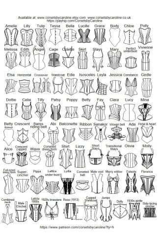 Corset patterns and one-off bespoke corsets from Corsets by Caroline