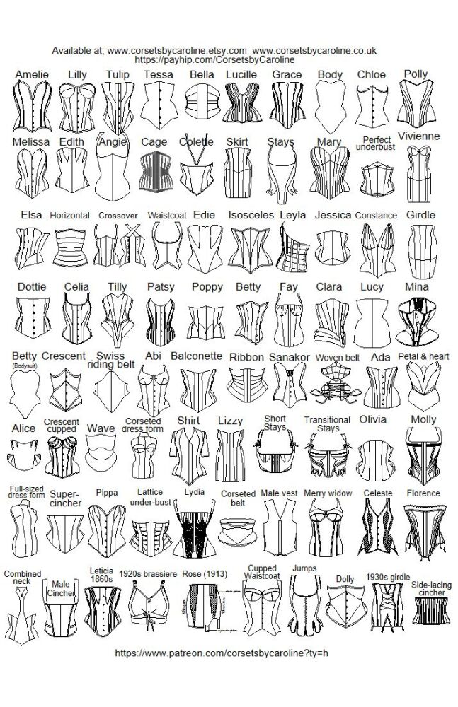 Corset patterns and one-off bespoke corsets from Corsets by Caroline