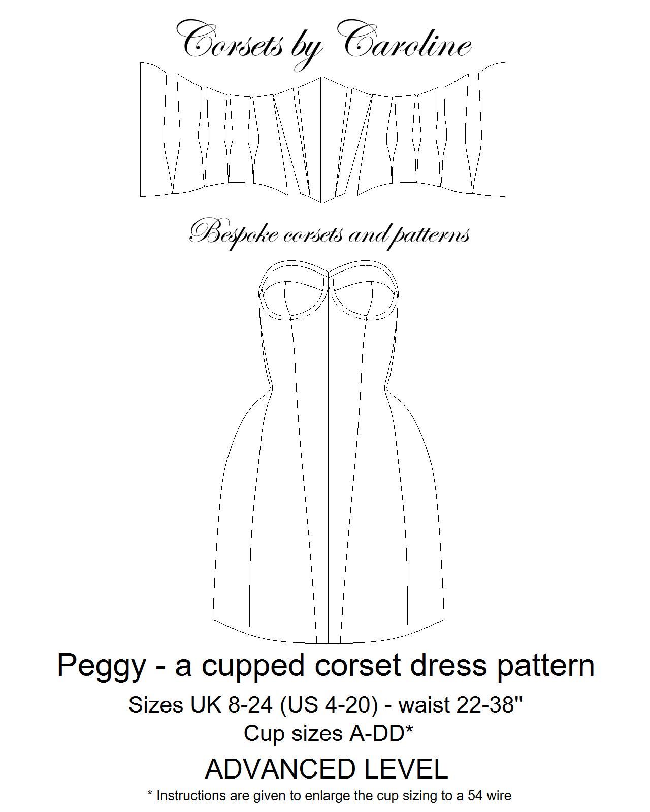 Cupped Corset Dress Pattern with pockets: Peggy - in sizes UK8-24 (US 4 ...