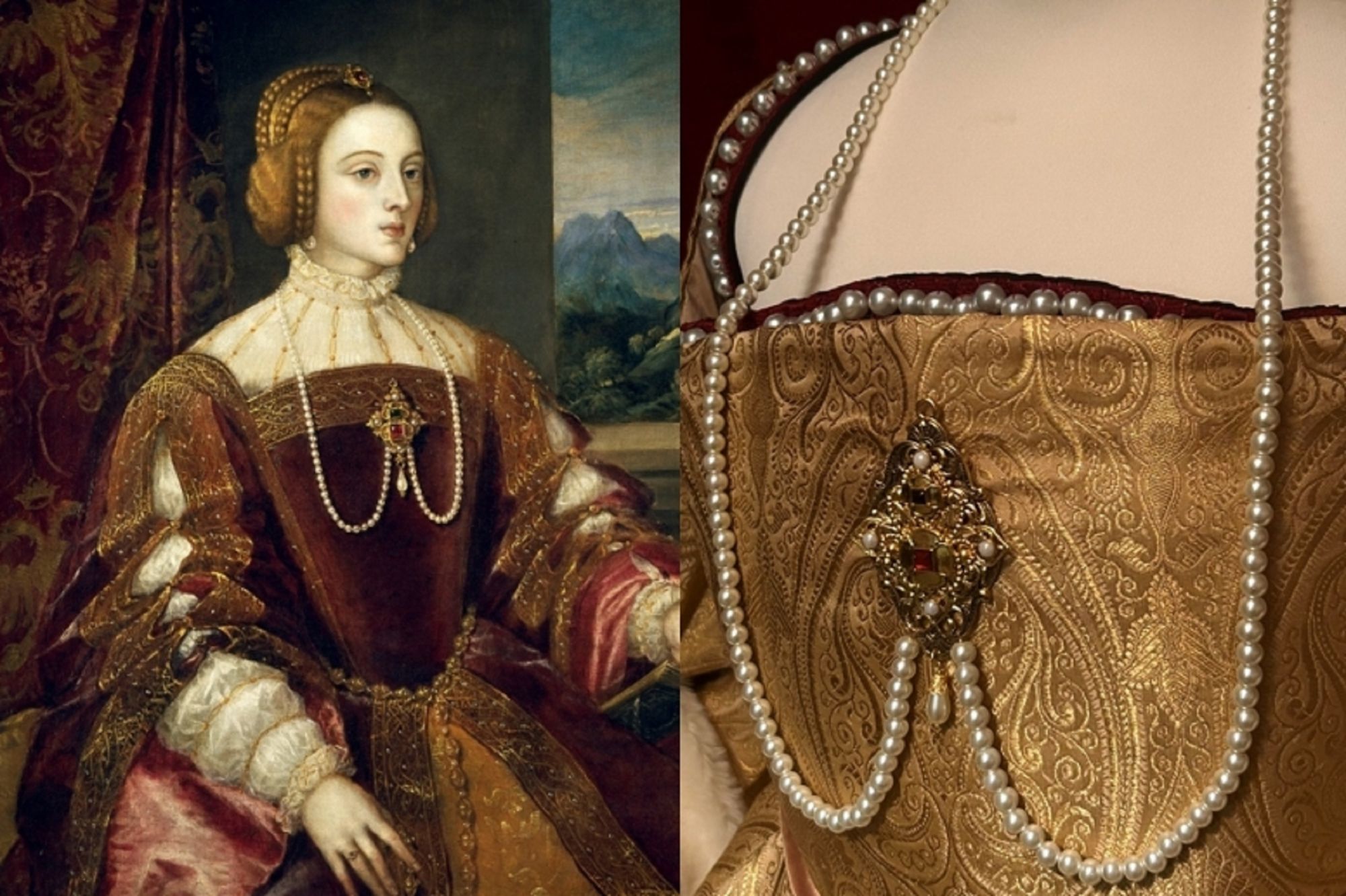 Tudor Cross necklace - pearl and ouch filigree cross - Queen ...