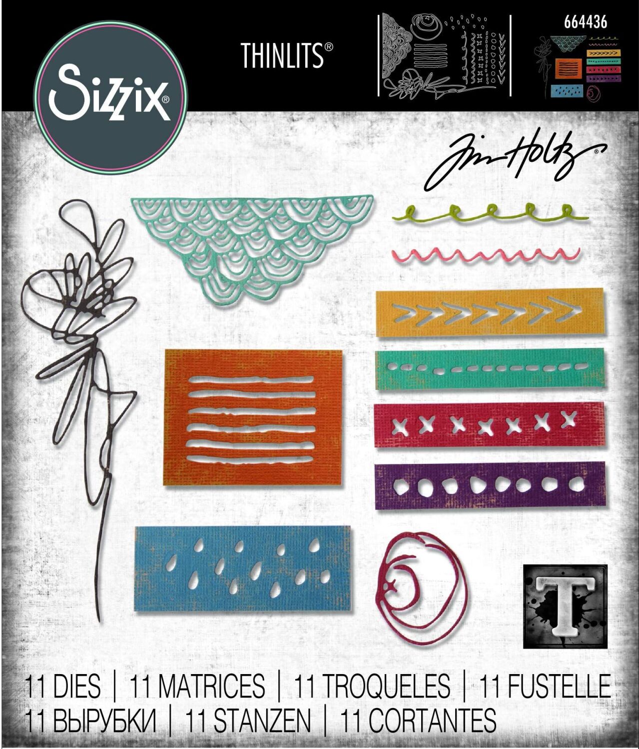Sizzix Thinlits Die Set 11PK - Media Marks by Tim Holtz