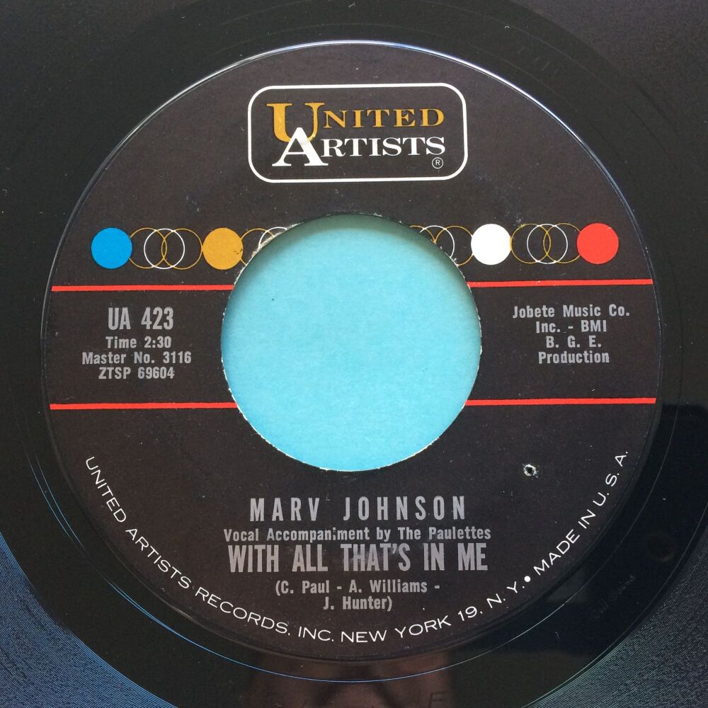 Marv Johnson - With all that's in me - United Artists - Ex