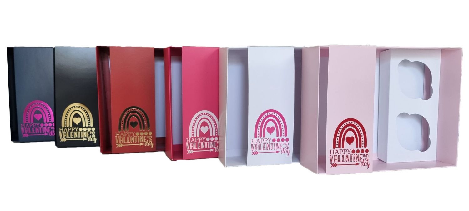 Heart Foiled on Clear Lid on Red Deep Gift Box - Elite Packaging ...