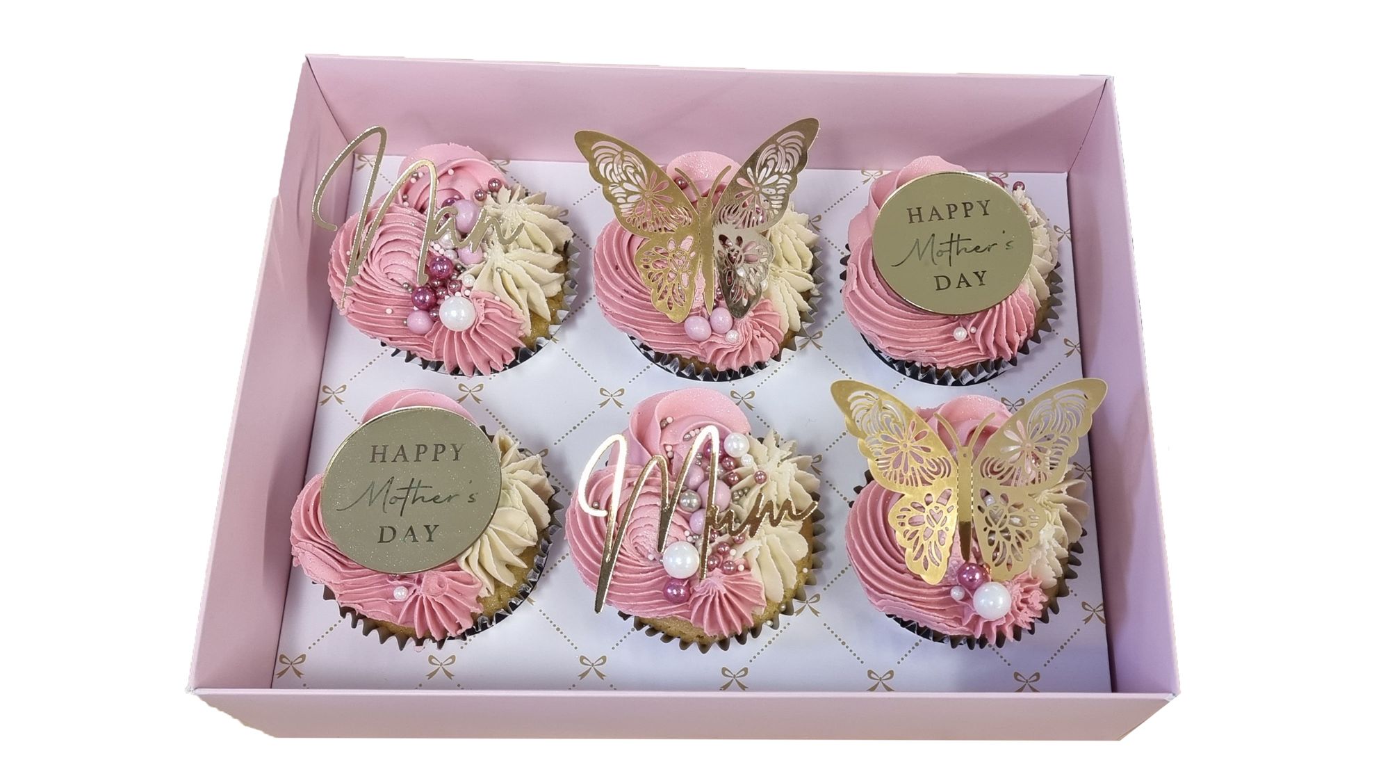 Pink Boutique 90mm Deep 3pk Cupcake Box With Clear Lid & Printed Insert ...
