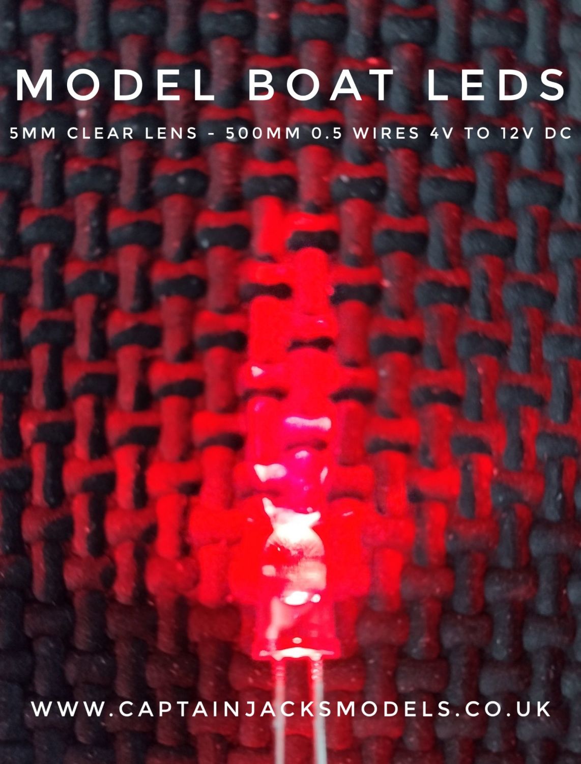 5mm RED Clear Lens ( Ultra Bright ) 500mm 0.5 Prewired Model Boat Led ...