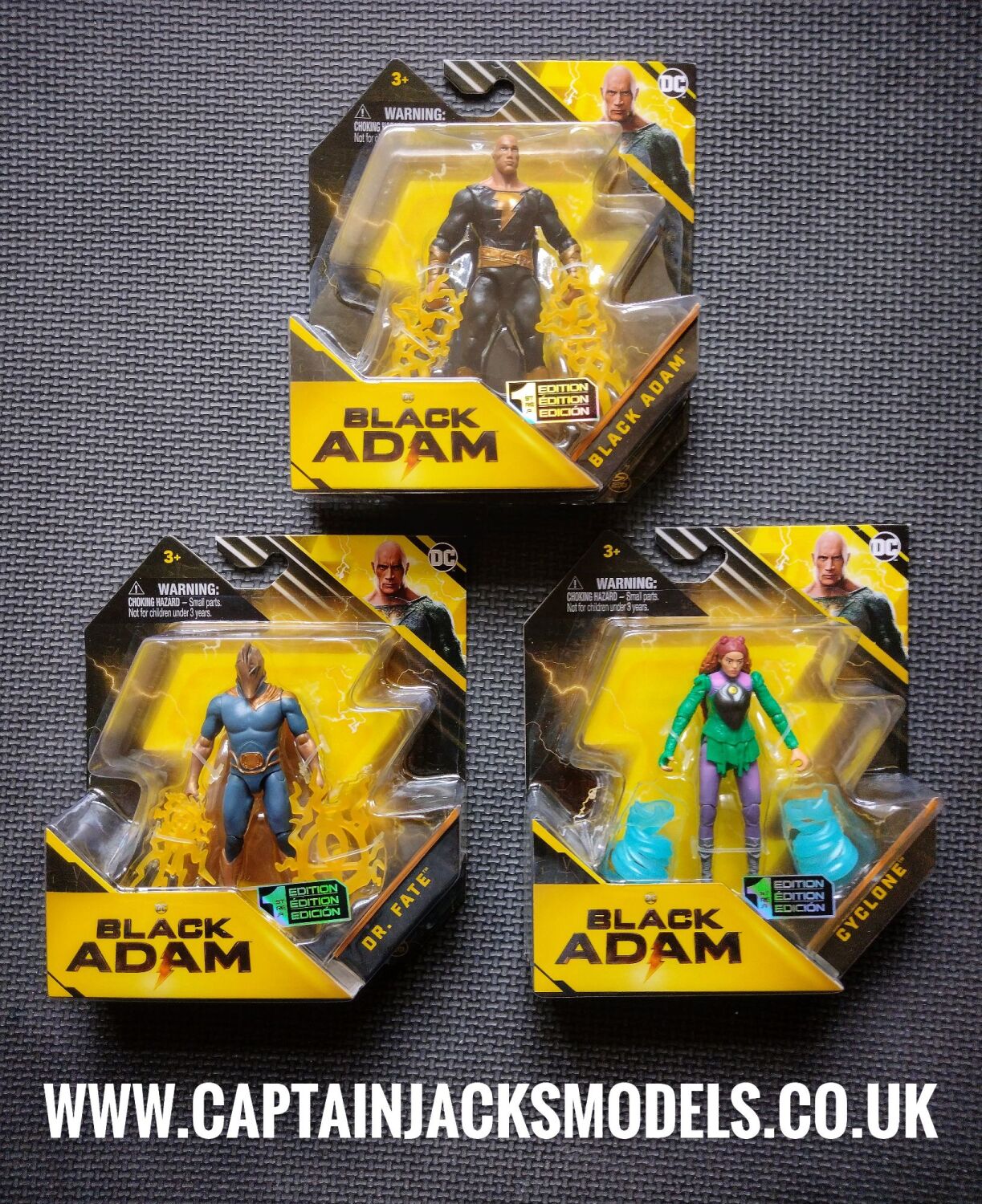 DC Collectable Three Figure Set Black Adam Cyclone Dr Fate - Action ...