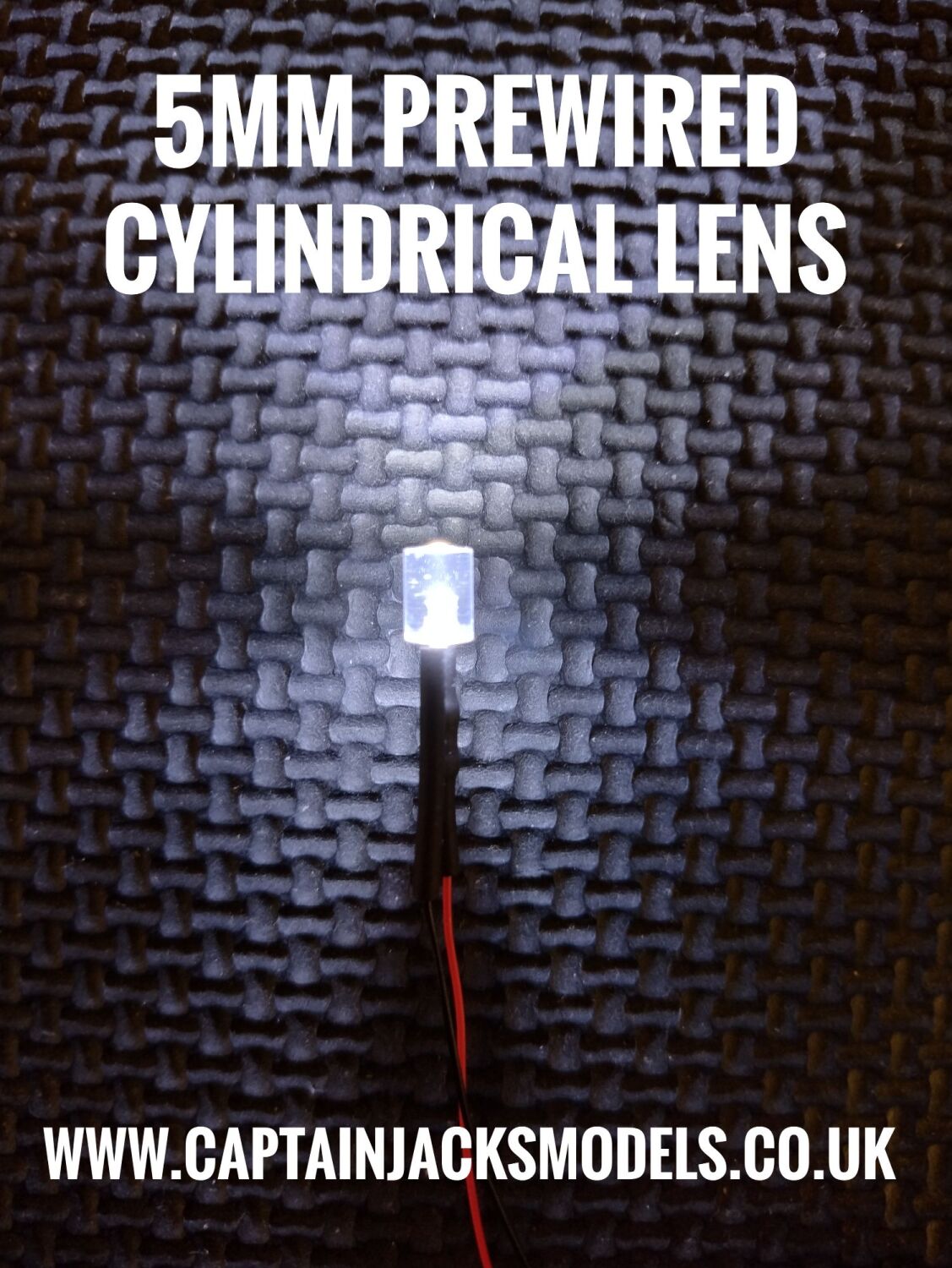 Qty 1 Prewired COOL WHITE 5mm Cylindrical Led 0.5mm Wires 500mm Long ...