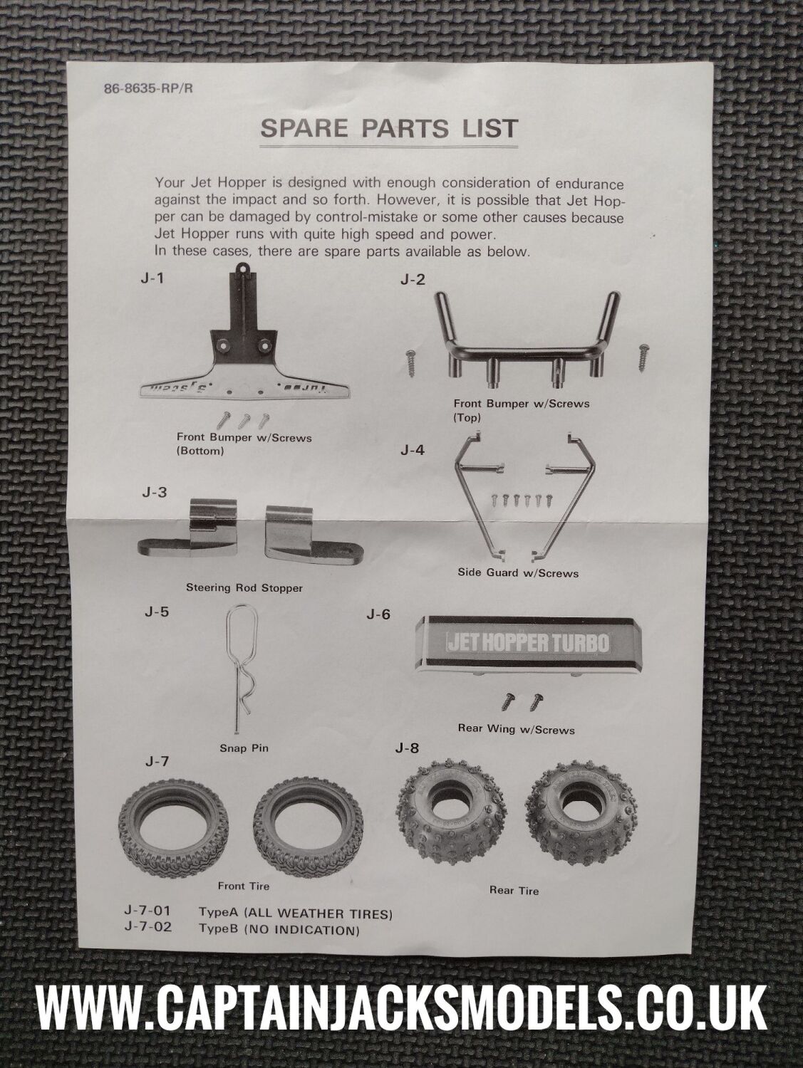 Vintage 1980s Taiyo Jet Hopper RC Car Spare Parts Sheet - Vintage Radio ...