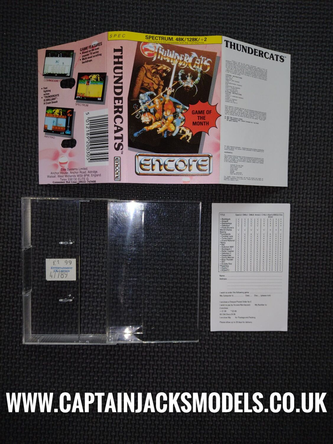 Replacement Cassette Case & Inlay For ZX Spectrum Thundercats 48K 128K ...