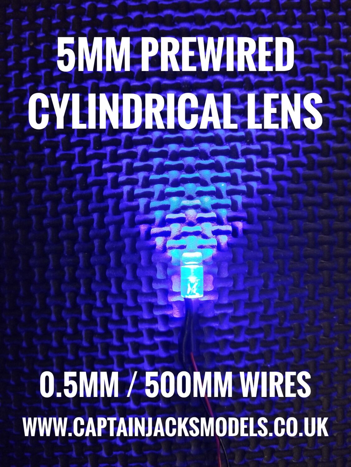 Qty 1 Prewired BLUE 5mm Cylindrical Led 0.5mm Wires 500mm Long - LEDs ...