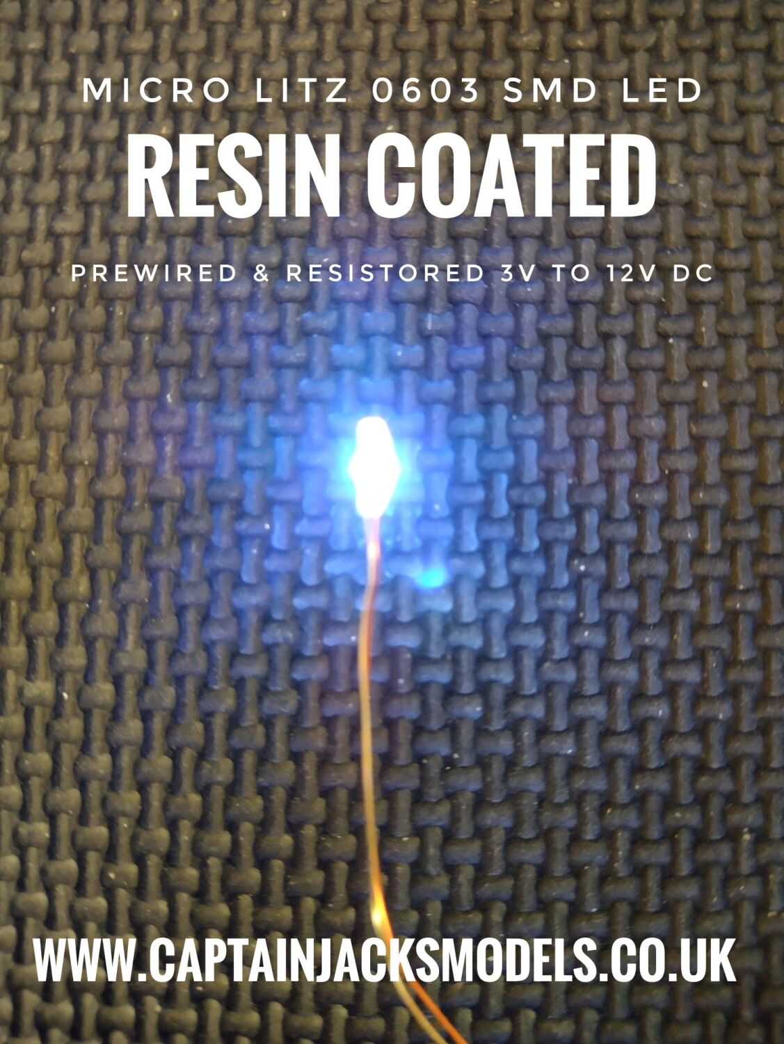 Prewired Micro Litz SMD LEDs 0603 Cool White RESIN COATED 3v to 12v DC ...