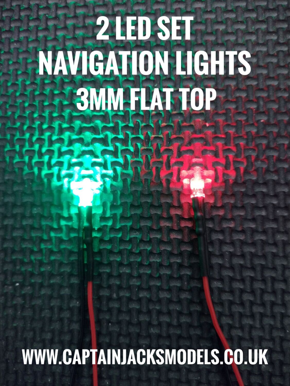 2 Prewired LED Pack Of Navigation Light LEDs 3mm FLAT TOP Red & Green ...