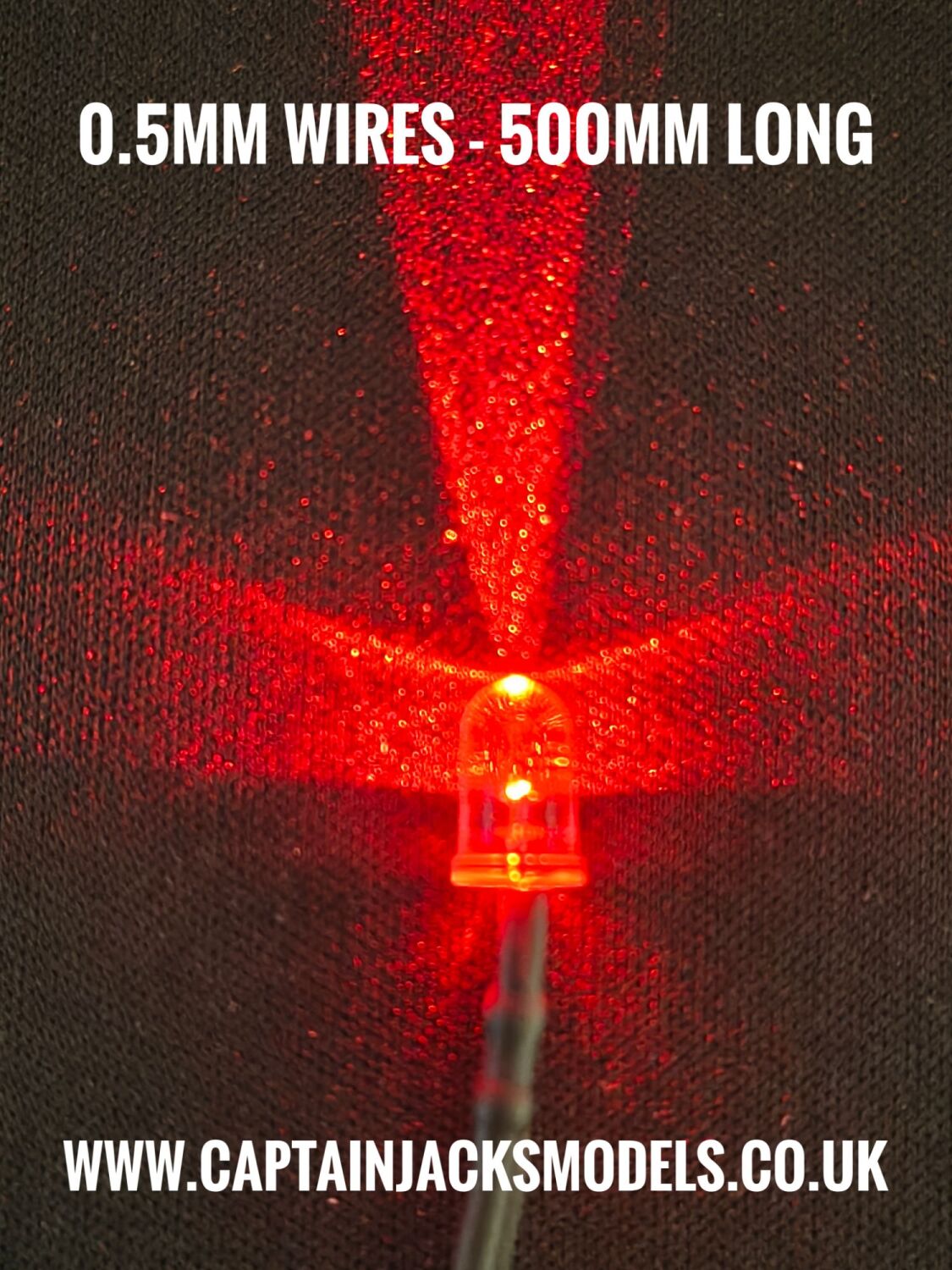 5mm Prewired Ultra Bright RED Round Top LED With 0.5mm Diameter 500mm ...