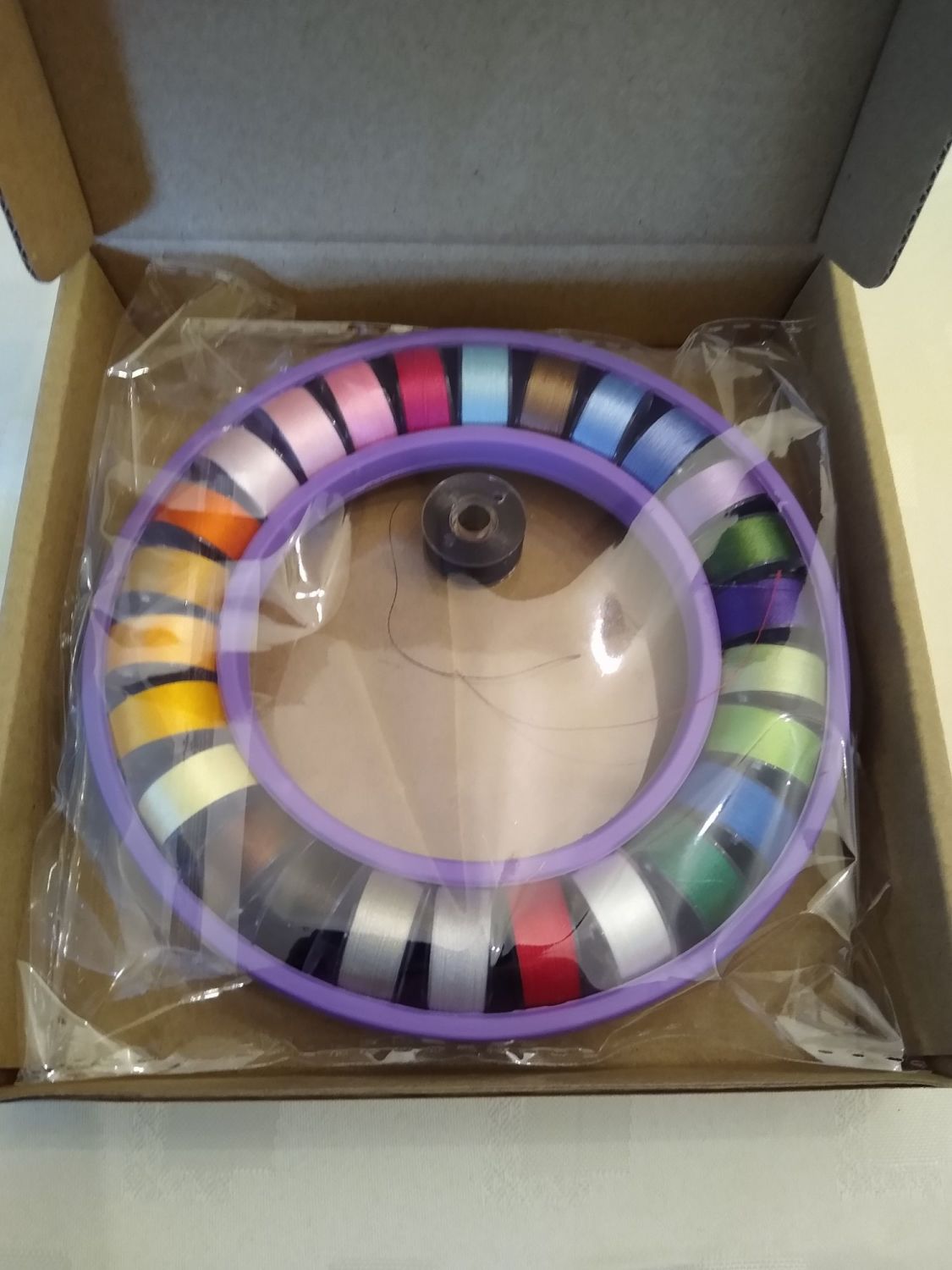 PREWOUND SIZE A BOBBINS - 27 COLOURS IN BOBBIN RING SAVER
