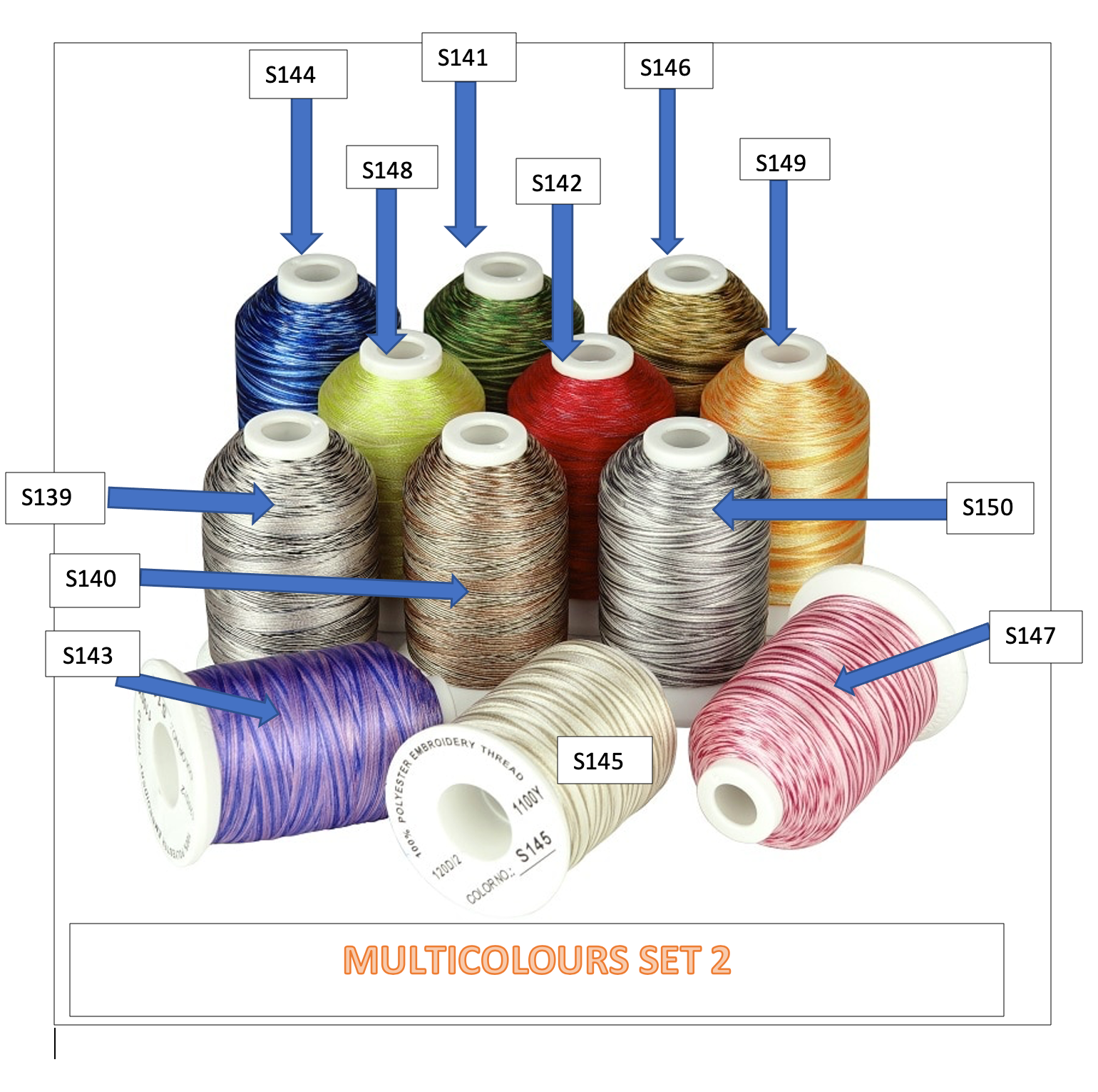 Single spools from set 2 multicolours