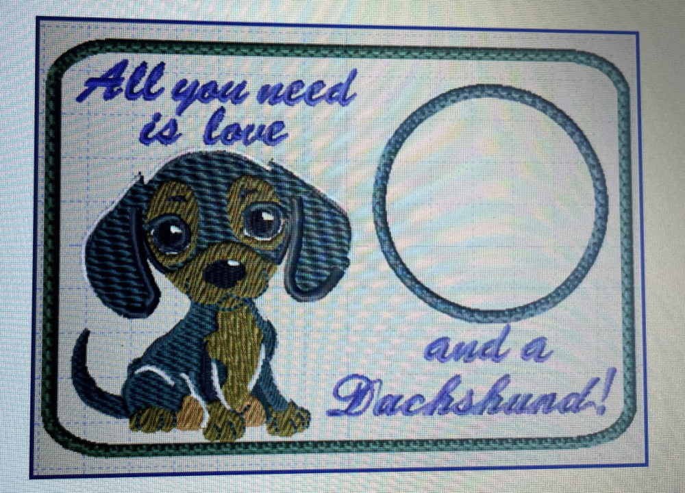 In The Hoop Dachshund Pretty Round Edge Mug Rug Digital Download ...