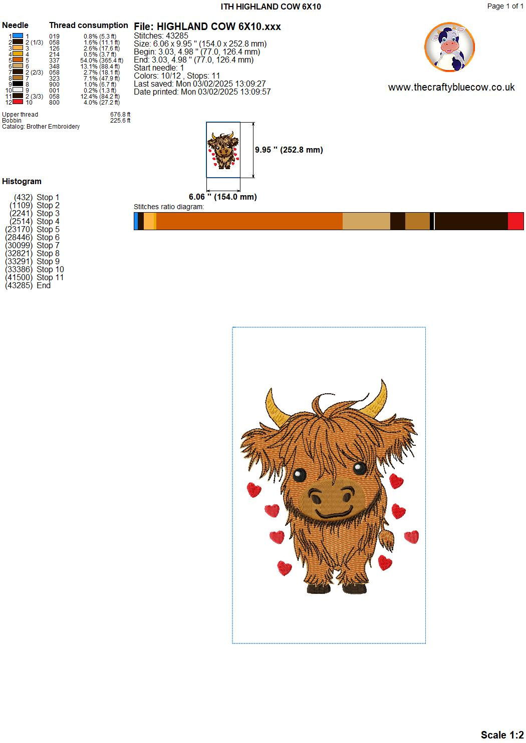 In The Hoop Hillary The Highland Cow Digital Download Machine ...