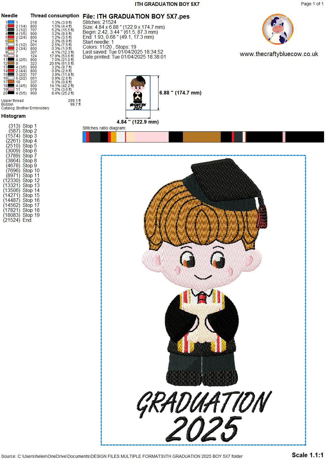 In The Hoop Graduation 2025 Boy Digital Download Machine Embroidery ...