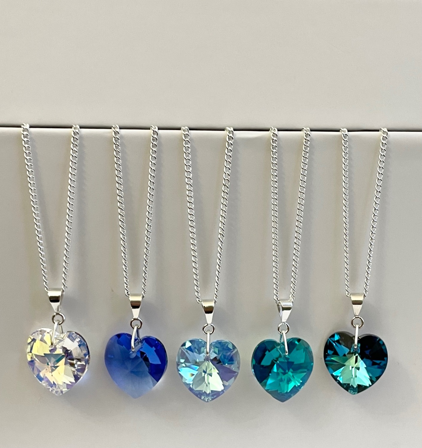 1, Swarovski Heart Necklace - Blues