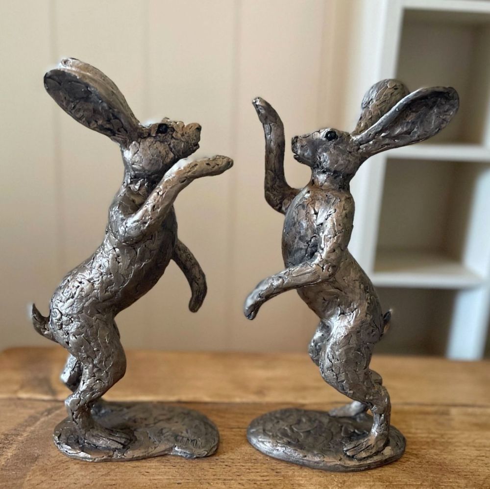 Frith 'Howard & Hilda' Boxing Hares Sculpture by Paul Jenkins in Cold ...