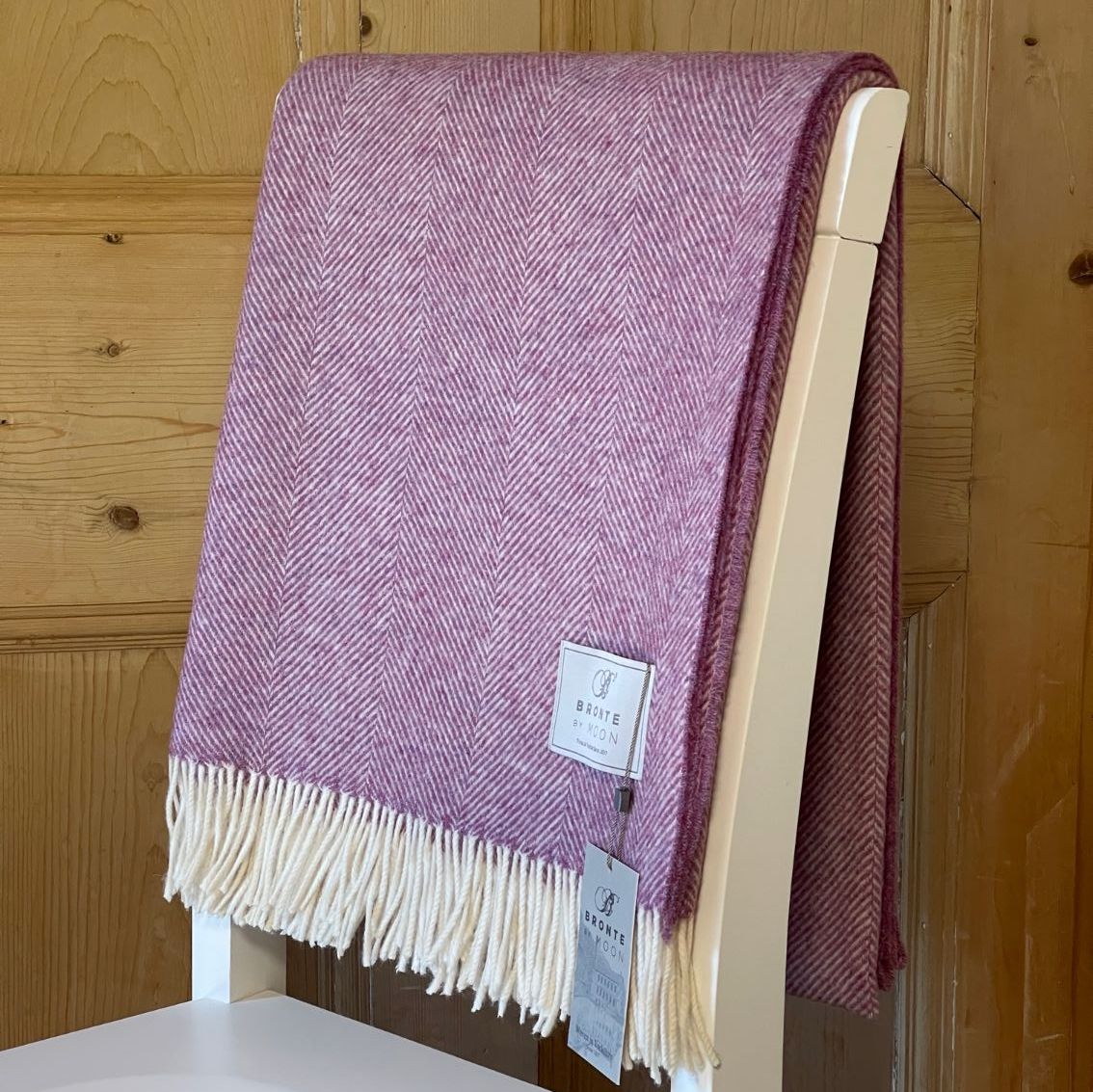 Bronte by Moon Berry Herringbone Pure New Wool Shetland Throw Blanket ...