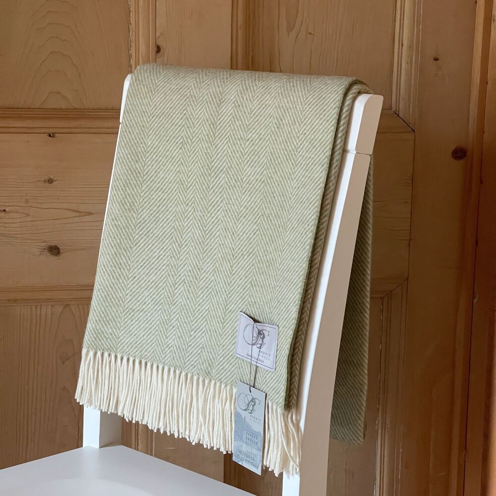 Green & Grey Illusion Throw Tweedmill Blanket in 100% Pure New Wool ...